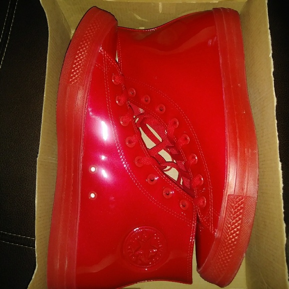 Converse | Shoes | Nwt Converse Chuck Taylor Red Patent Leather Hi ...